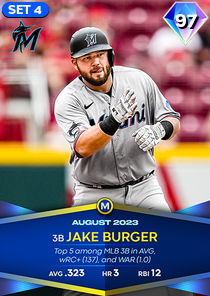 Jake Burger - MLB The Show 23 - Monthly Awards - 97 OVR - ShowZone